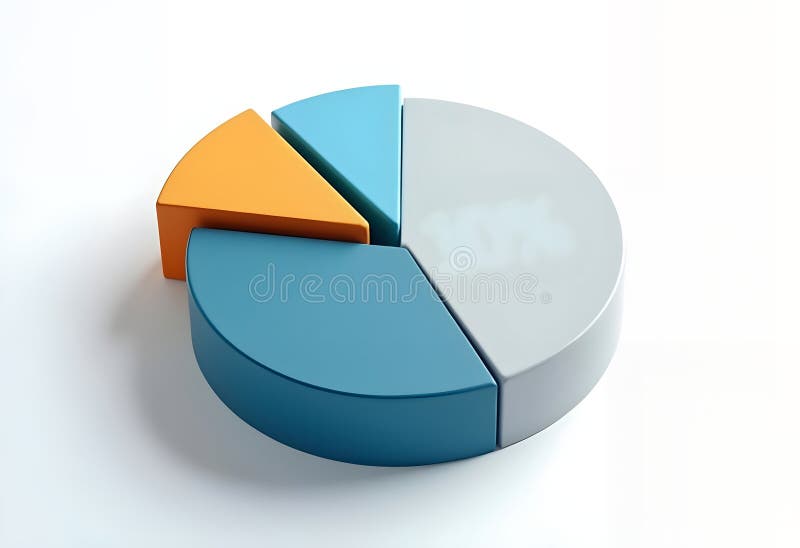 Modern Teal, Orange, and Gray Pie Chart: a Minimalist 3D Design Stock ...