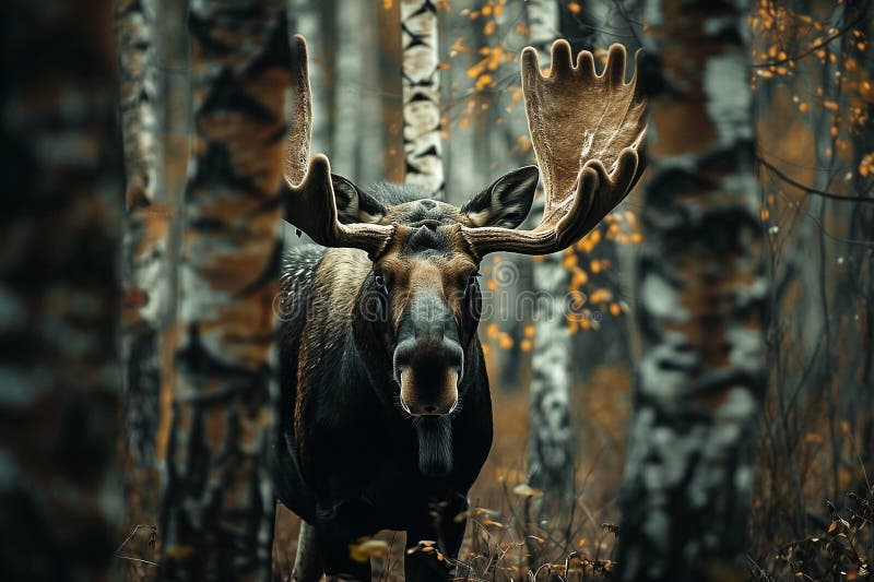 Moose Hiding in Swedish Forest Wildlife in Natural Habitat Stock ...