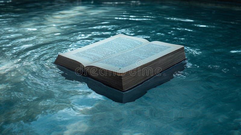 Open Book Floating on Water in Surreal and Serene Setting Stock Image ...