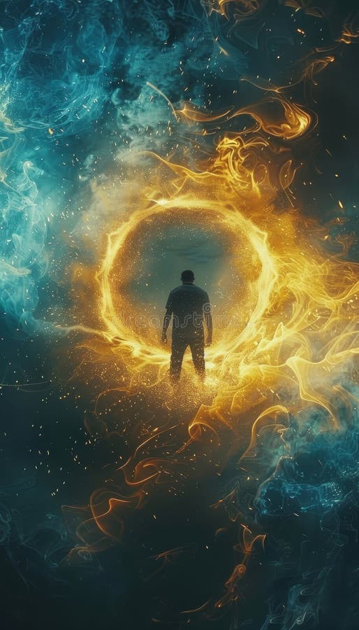 A Captivating Image of a Person Entering a Magical Yellow and Blue ...