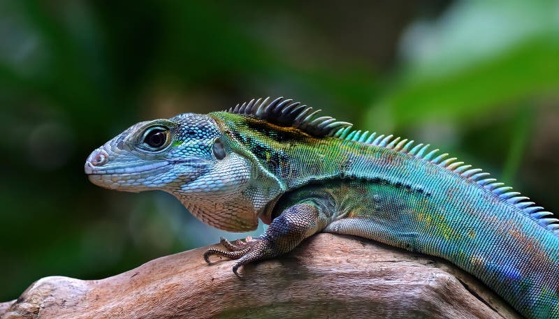 Vibrant Philippine Sailfin Lizard Hydrosaurus Pustulatus Basking in ...
