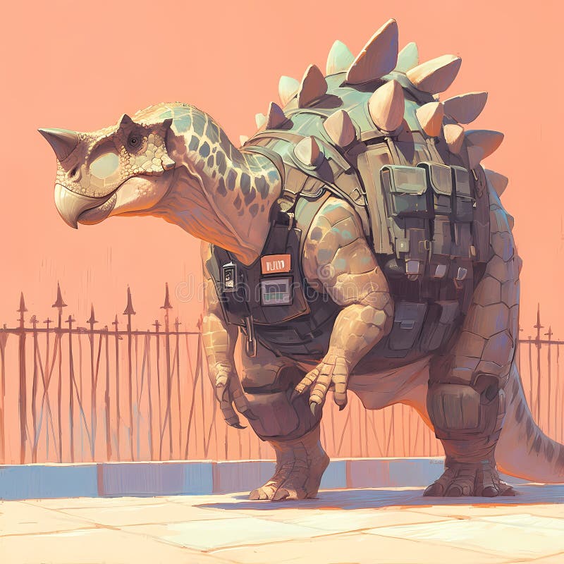 Ankylosaurus Security Uniform Patrol Image Stock Illustration ...