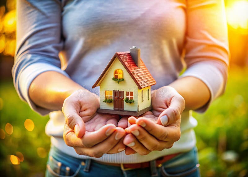 A Touching Symbol of Home Couples Hands Embrace a House Representing ...