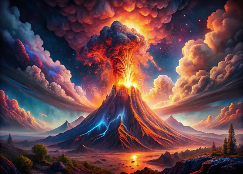 Abstract Volcanic Eruption a Surreal and Diagrammatic Exploration of ...