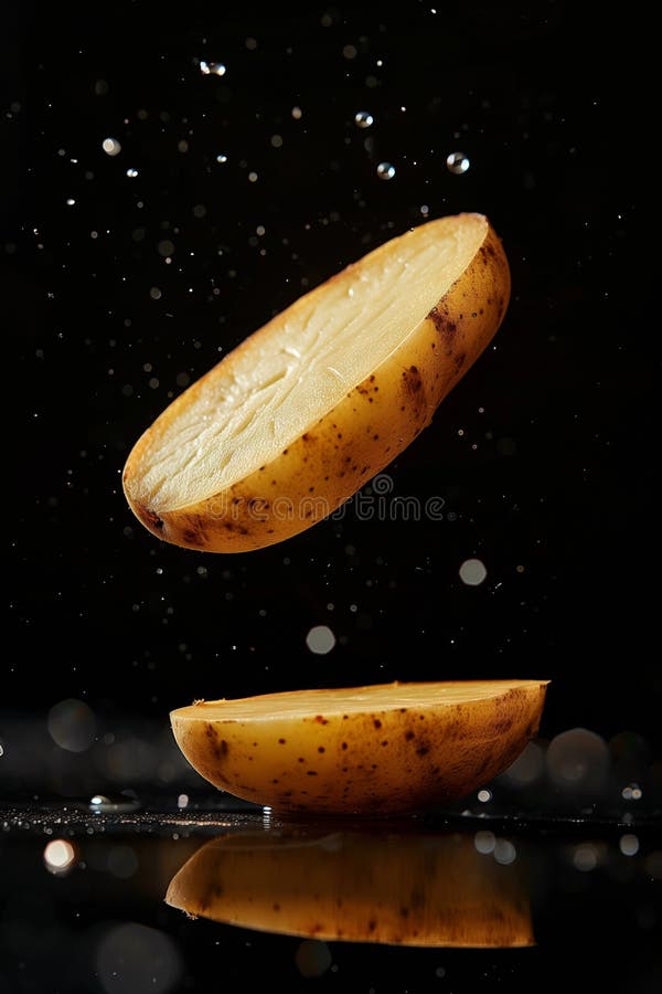 Potato Half Floating Over Mirror - AI Generated Stock Illustration ...