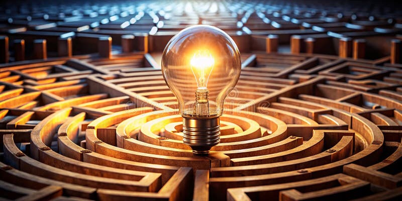 Unraveling the Labyrinth of Knowledge a Glowing Lightbulb Maze ...