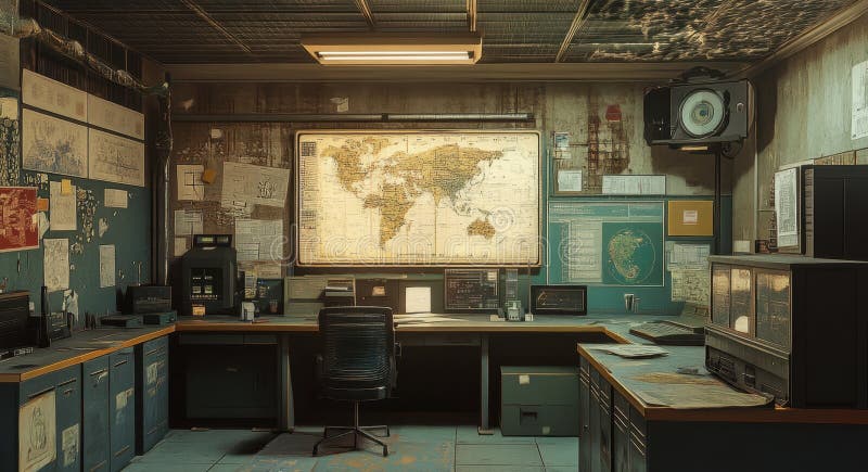 Strategic Military Command Center with Global Mapping Technology Stock ...