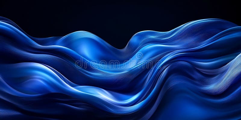 Deep Blue Wavy Texture Background with Smooth Silk Like Ripples and ...