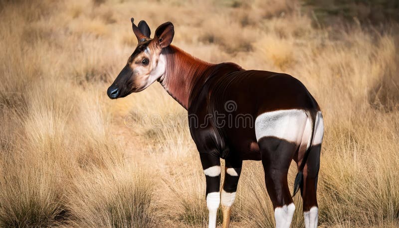 Rear View of an Okapi in Mooing Action, Okapia Johnstoni Showcasing ...