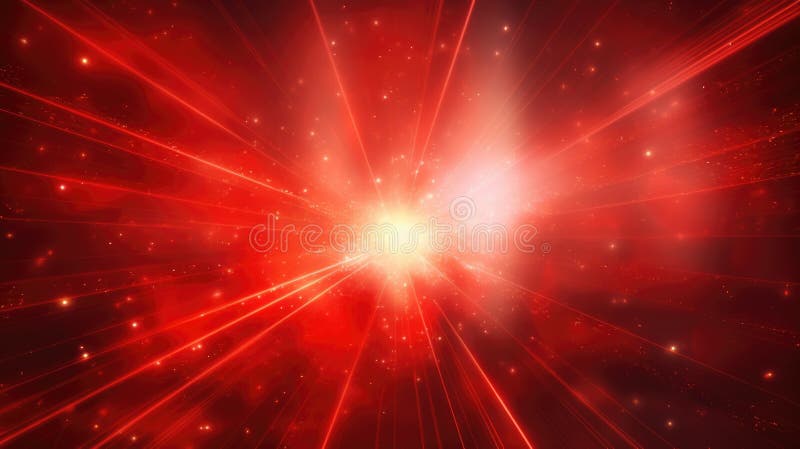 Radiant Red Cosmic Explosion with Intense Light Beams Stock ...