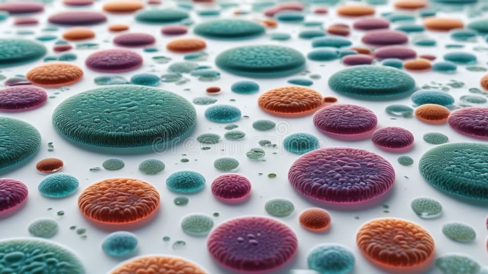 Detailed Microscopic View of a Complex Bacterial Colony on a Textured ...