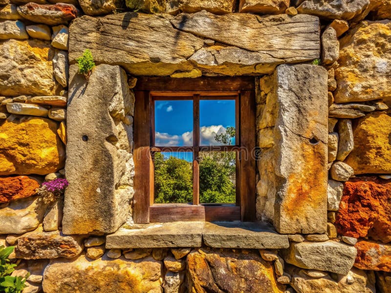 TimeWeathered Stone Window Frame a Rustic Architectural Detail from an ...