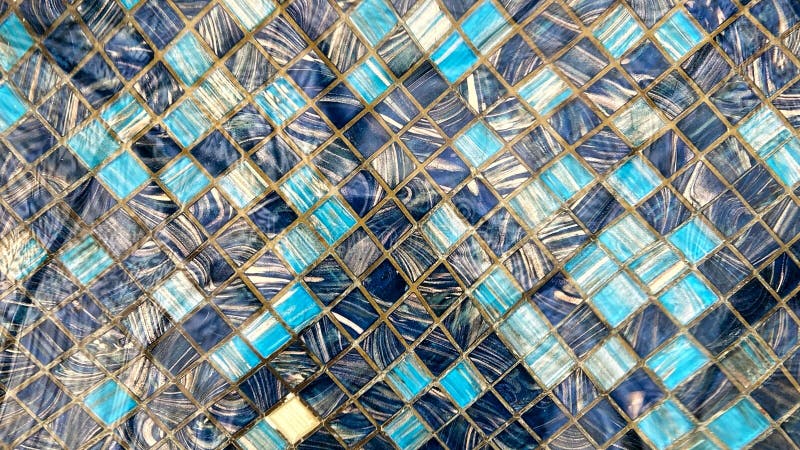 Turquoise Blue Small Tile Wave Pattern Texture Under the Water Inside ...