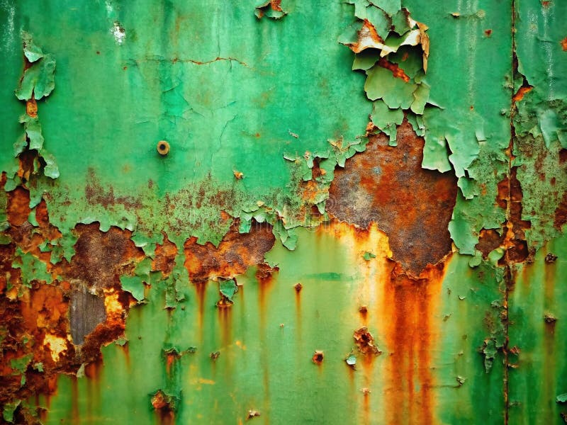 Aged Green Metal Wall with Extensive Rust Patterns a Timeless ...