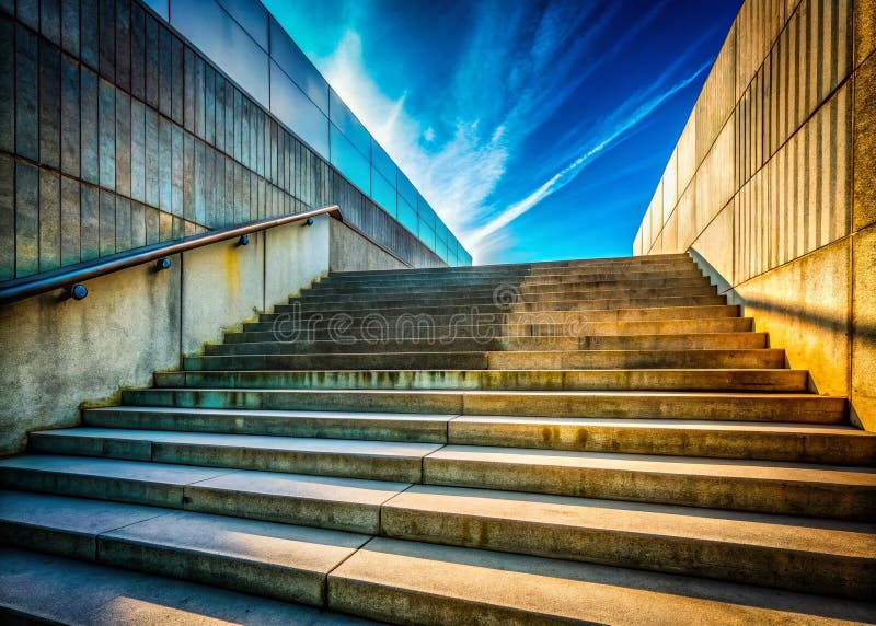 Urban Ascent Exploring the Geometric Elegance of an Angled Staircase in ...