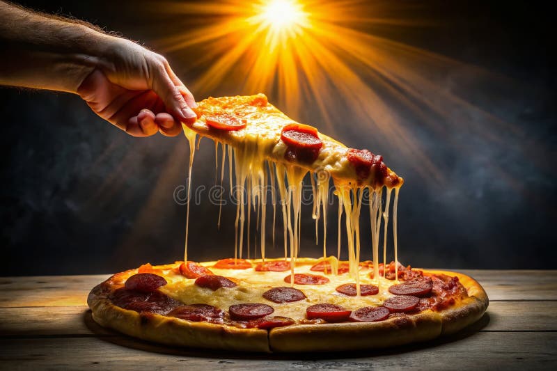 A Culinary Masterpiece Silhouetted Hand Draining Melted Cheese from a ...