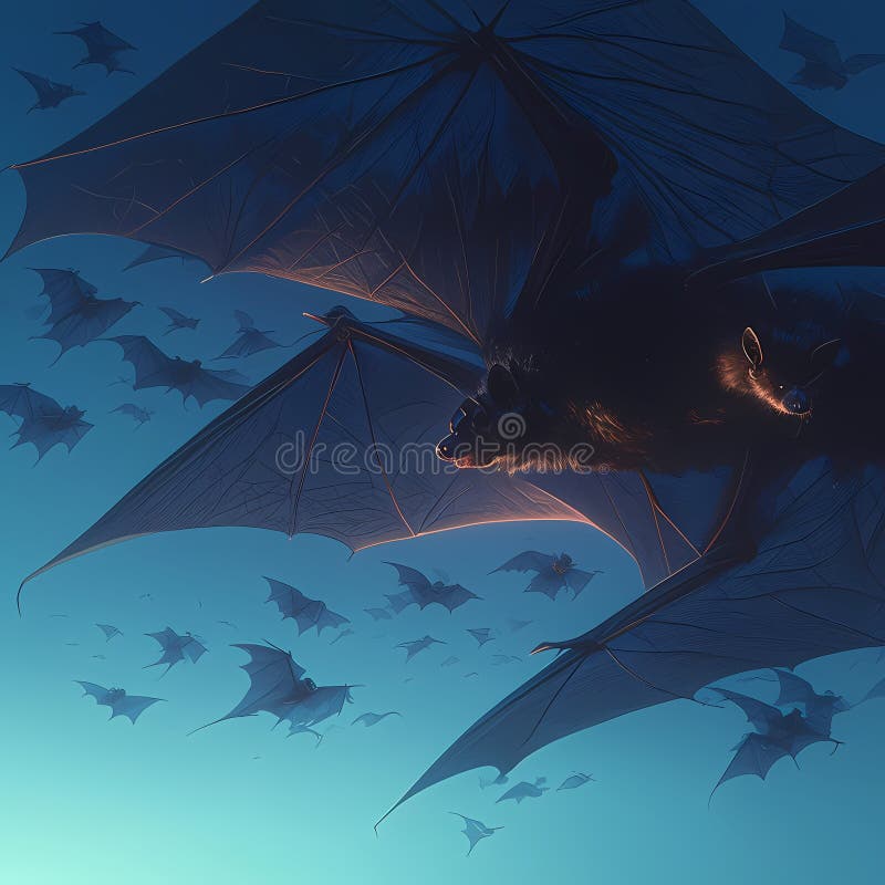 Ethereal Bat Colony - Breathtaking Wildlife Moment Stock Illustration ...