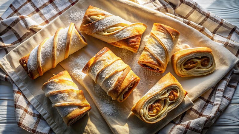 Dreamy Delicate Strudel Dough Ready for the Oven a CloseUp Culinary ...