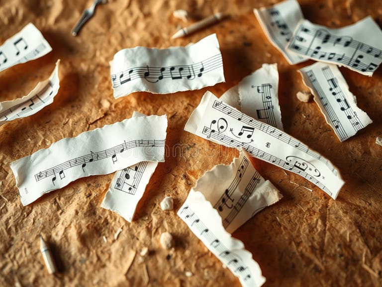 Vintage Music Sheet Pattern Aged Paper with Torn Musical Notes Perfect ...