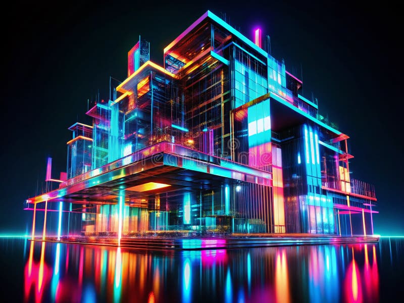 Abstract Architectural Photography with Glitch Text Effect a Stunning ...