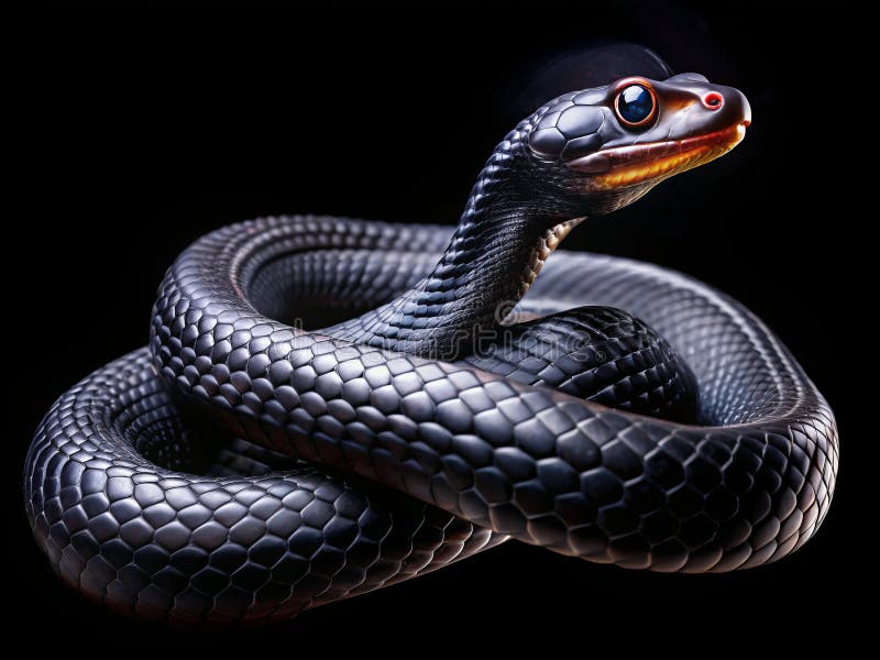 Dramatic Action Shot of a Black Snake a Striking Wildlife Image Against ...