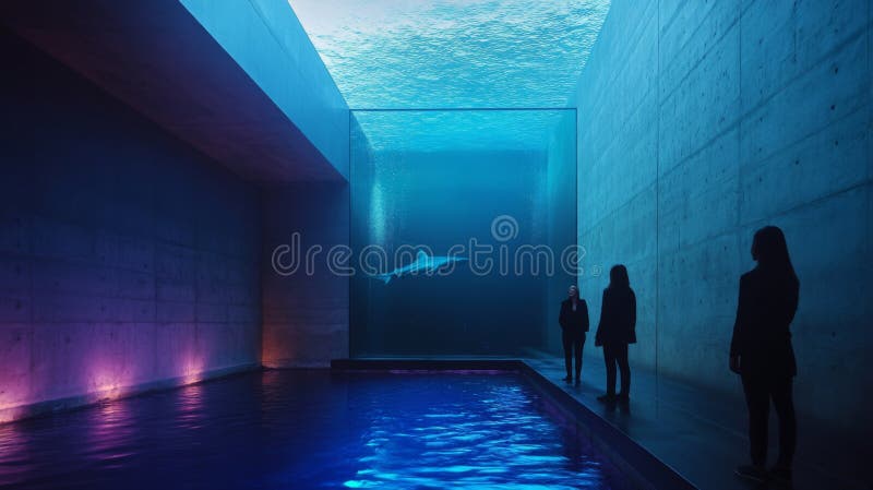 A Mesmerizing View of an Abstract Space Featuring a Pool and Shadowy ...