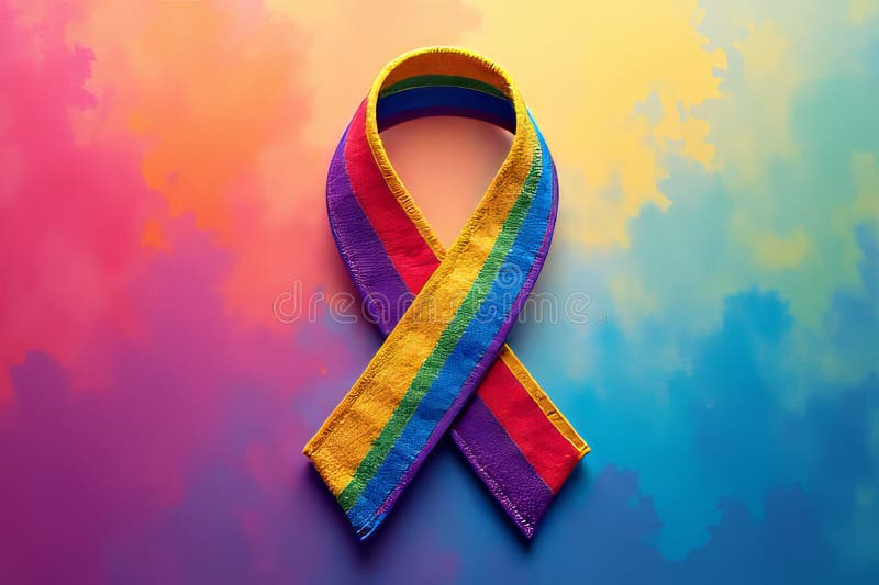Vibrant Rainbow Pride Ribbon Adorned on a TieDye Background a Symbol of ...