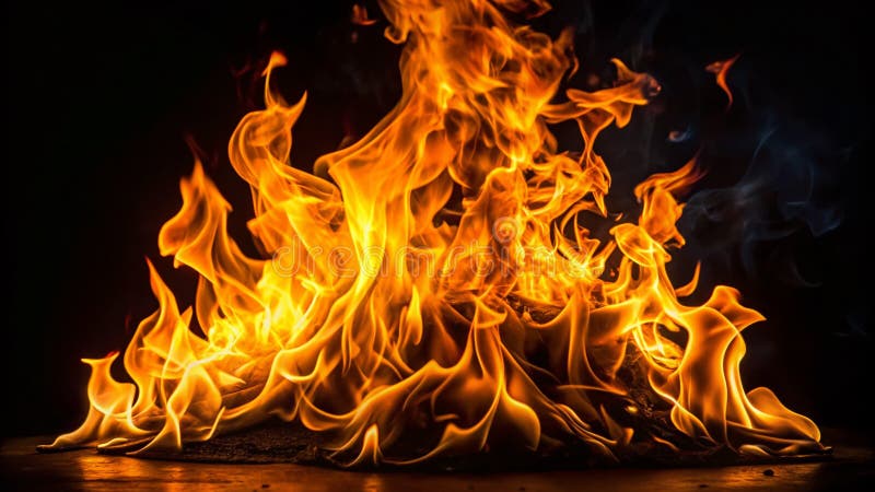 Realistic Flames Isolated on Black Background Stunning Depth of Field ...