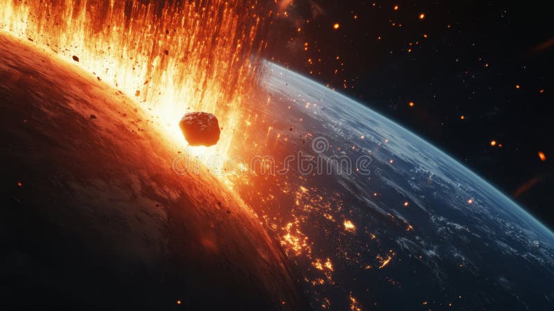 Dramatic Asteroid Impact on Earth Captured in Striking Detail Stock ...