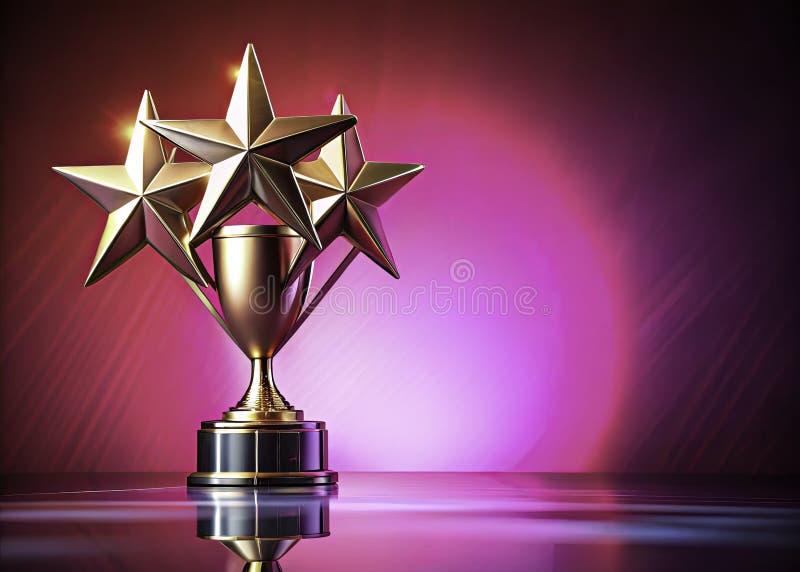 A Stunning Pink Gradient Background Showcases a Three-Star Trophy ...
