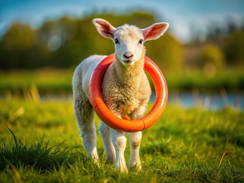 Humane Tail Docking of a Lamb in a Picturesque Spring Pasture a ...