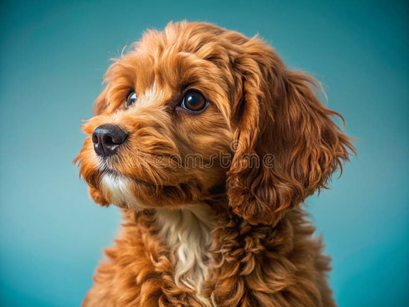 A Charming Cavapoo Puppy Captivating Side Profile with Curly Coat ...