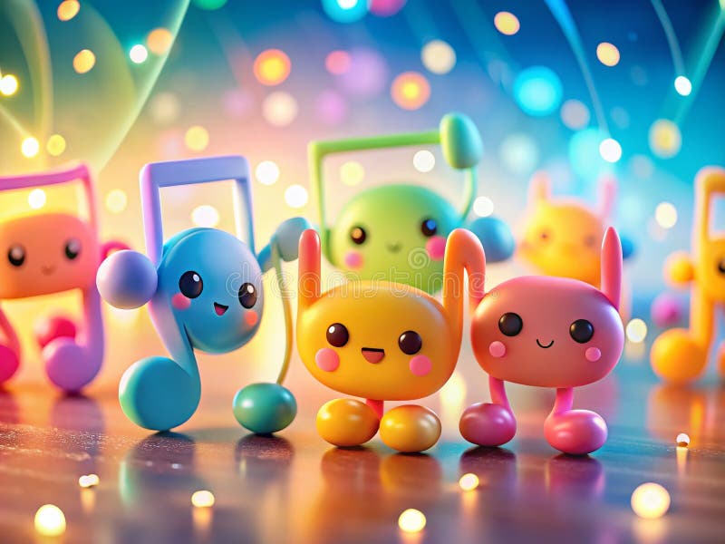 Adorable Cartoon Music Notes in a Playful Pose a Whimsical Celebration ...