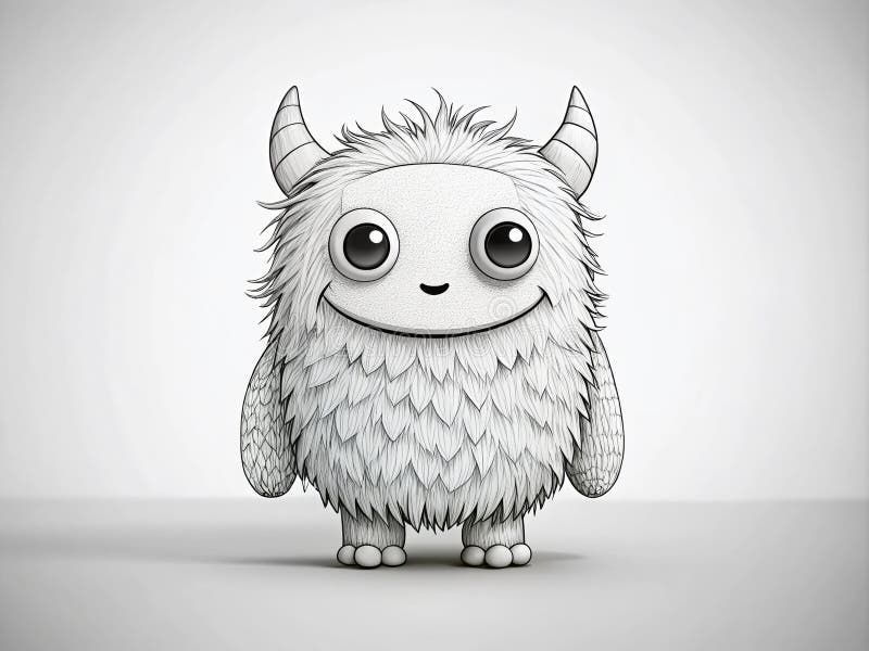 Adorable Minimalist Monster Line Art a Cute Doodle Design with a ...