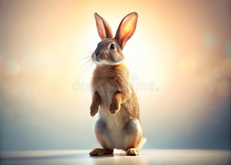 A Vibrant Artistic Portrait of a Standing Rabbit Captivating Colors and ...