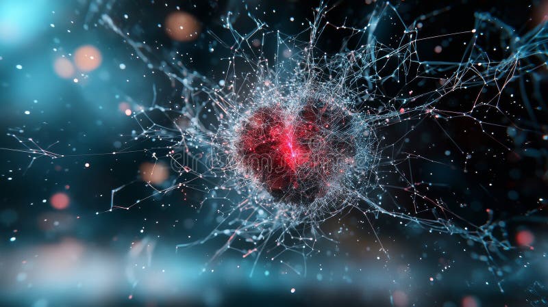 Exploring the Heart of Technology: a Close Up of a Cell with a Red ...