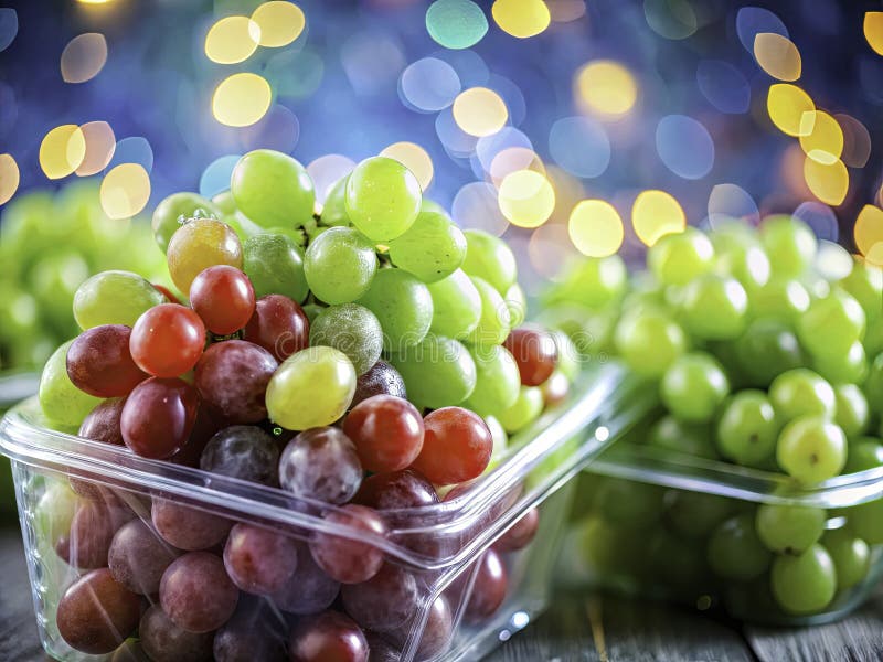 Closeup Supermarket Photo of Freshly Packed Grapes Vibrant Red and ...