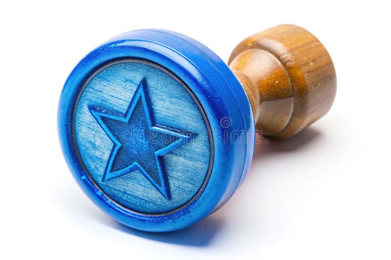 Grunge Blue Staff Stamp Rubber Seal a Detailed CloseUp in Low Light ...