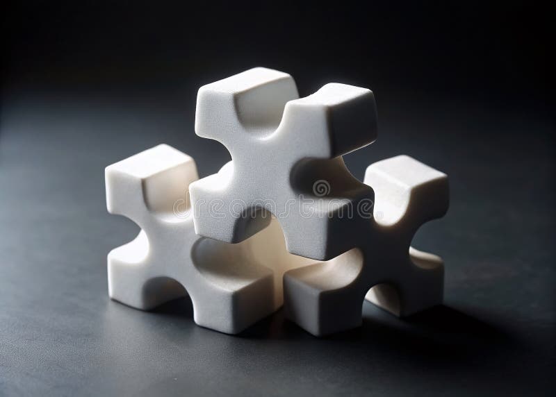 Unlocking Potential White Puzzle Pieces Interlock on a Bold Black ...