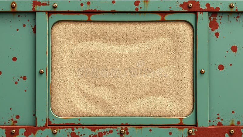 Geometric Cutout Sandy Screen with Rusting Metal Grating an Abstract ...