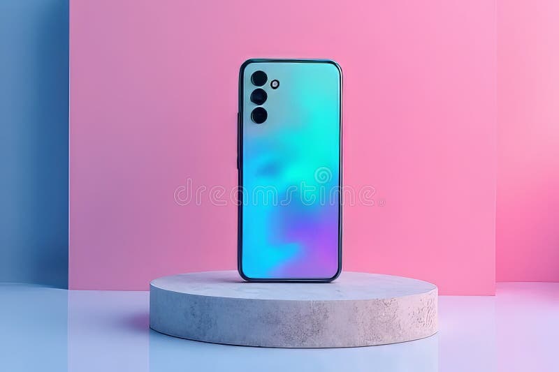 Stunning Gradient Smartphone on Display Stand a Vibrant Showcase of ...