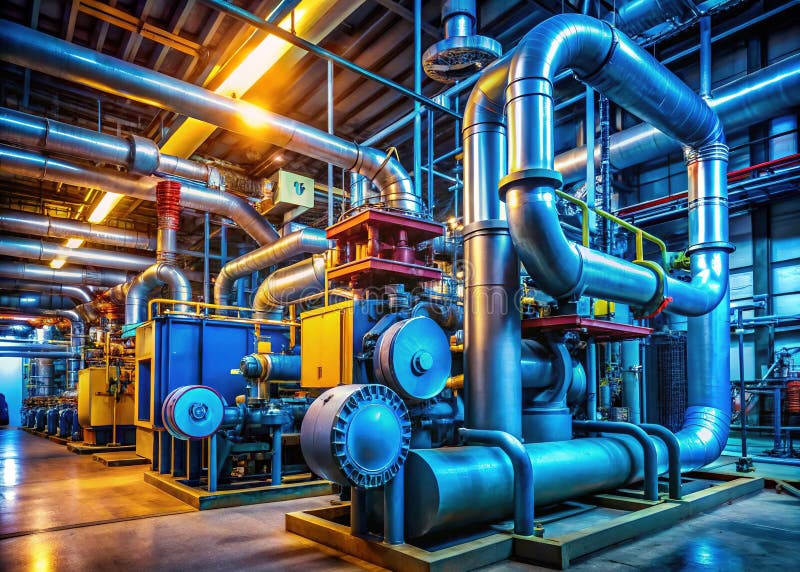 Powerful Industrial Refrigeration Compressor Station at a LargeScale Manufacturing Plant a ...