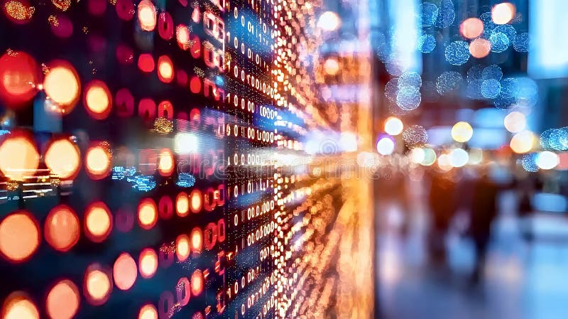 Binary Code Display at Night Stock Illustration - Illustration of ...