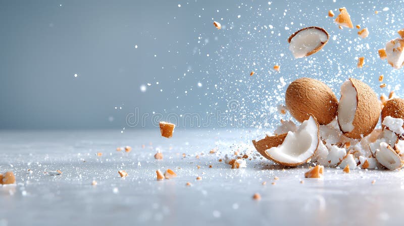 Shattered Coconut Explosion Stock Illustration - Illustration of open ...