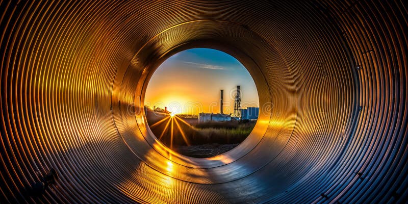 Dramatic Silhouette of Steel Pipe Opening Industrial Abstract ...