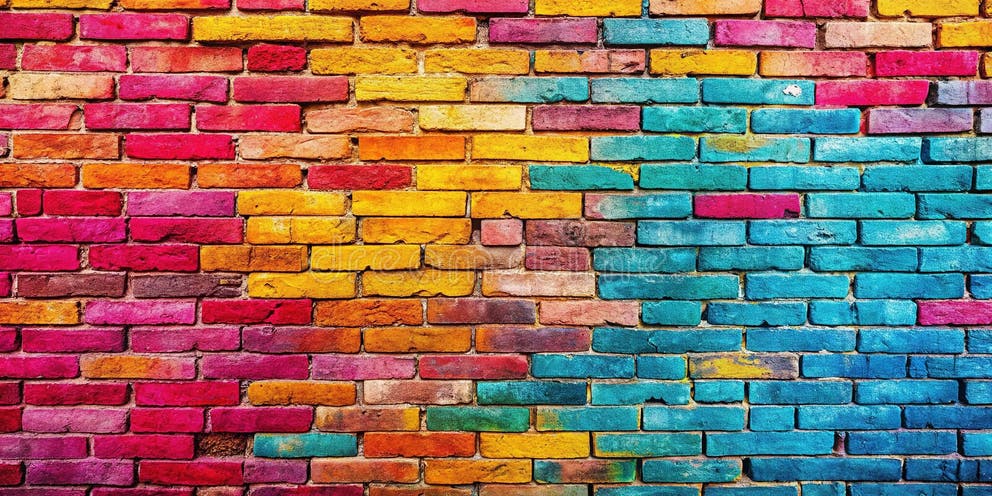 A Strikingly Colorful Brick Wall Rustic Texture and Vibrant Hues Create ...