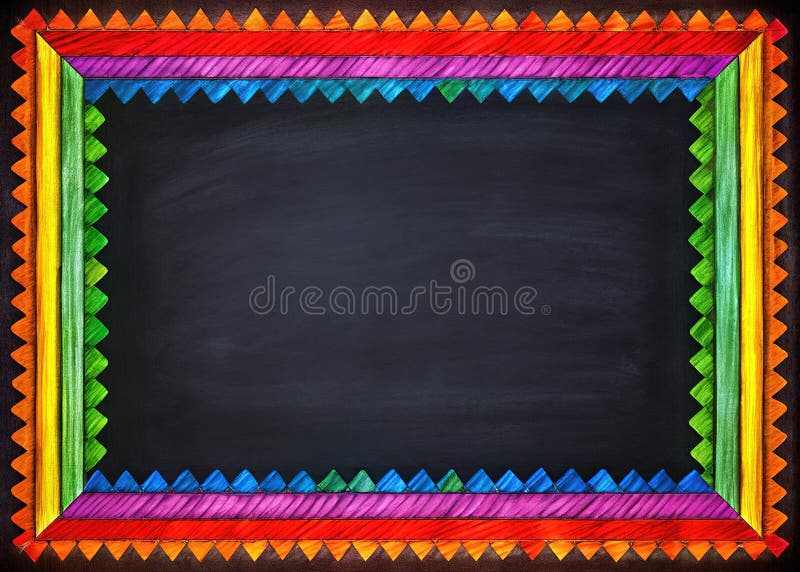 Vibrant HandDrawn Blackboard Border Lines a Colorful Graphic Design ...