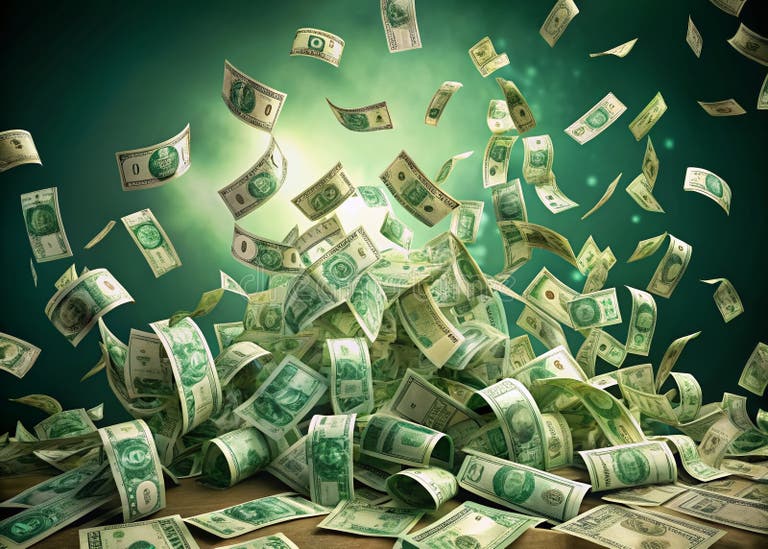 Green Currency Notes Falling on Alphabetical Letters a Visual ...