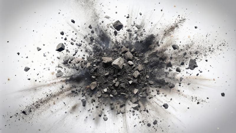Abstract Charcoal Splatter on White a Grungy Textured Explosion of Dark ...
