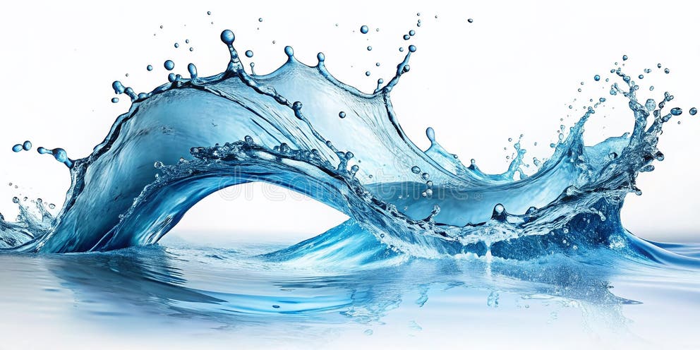 Dynamic Water Splash Isolated Arc Against Crisp White Background Ideal ...